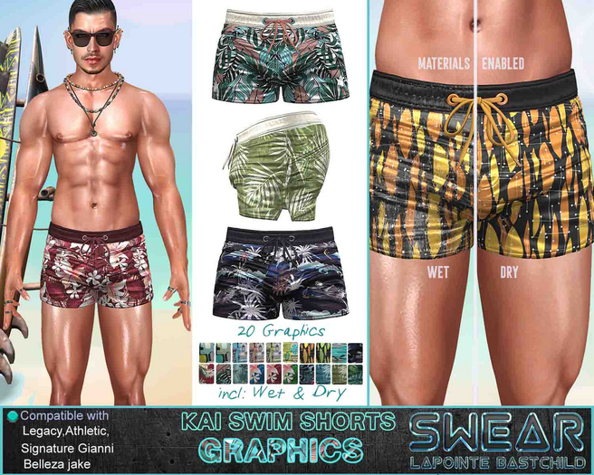 Second Life Marketplace - Swim ShortsKai GRAPHICS FATPACK